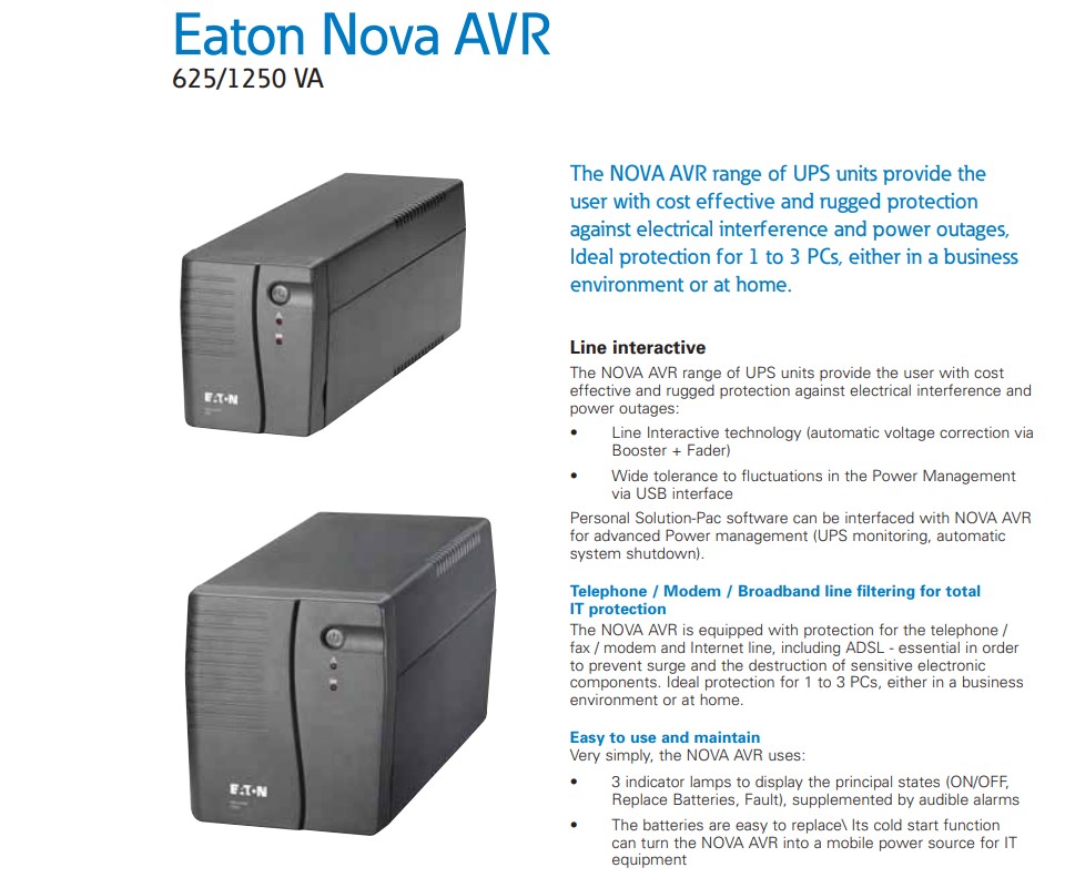 Eaton Nova AVR 1250 - ATASEQ POWER